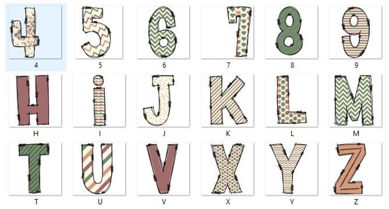 Doodle Font Fall Pattern Fill Digital Download PNG - Etsy