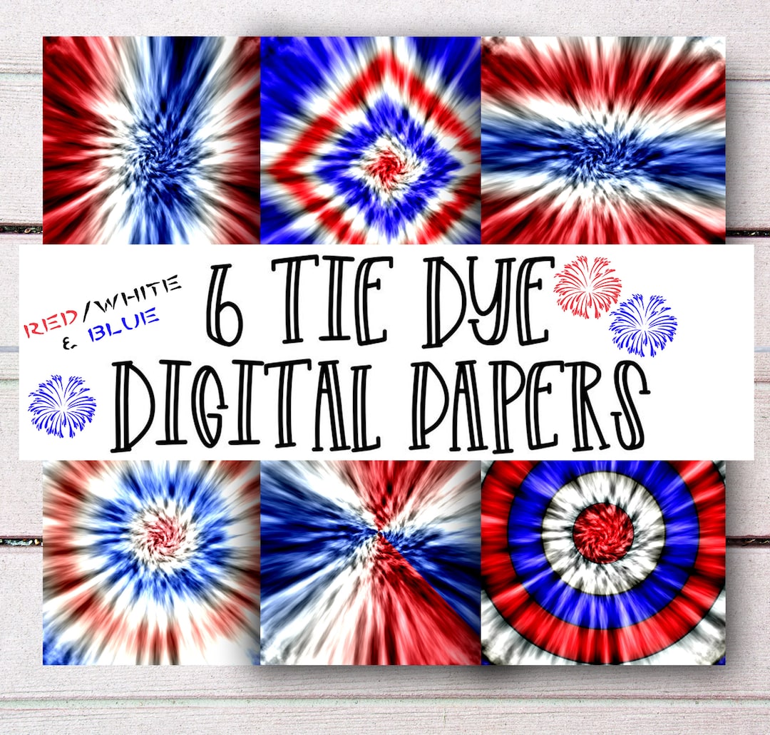 Red White Blue Tie Dye Digital Paper: Patriotic Backgrounds (digital ...