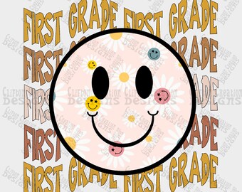 First Grade Smiley Face, 1st Grade, Back to School, Digital File ...