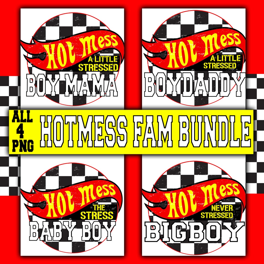 Hot Mess Boy Mama PNG Bundle: Sublimation & Waterslide (digital ...