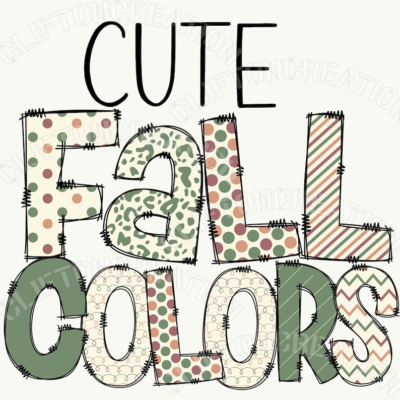 Doodle Font Fall Pattern Fill Digital Download PNG - Etsy