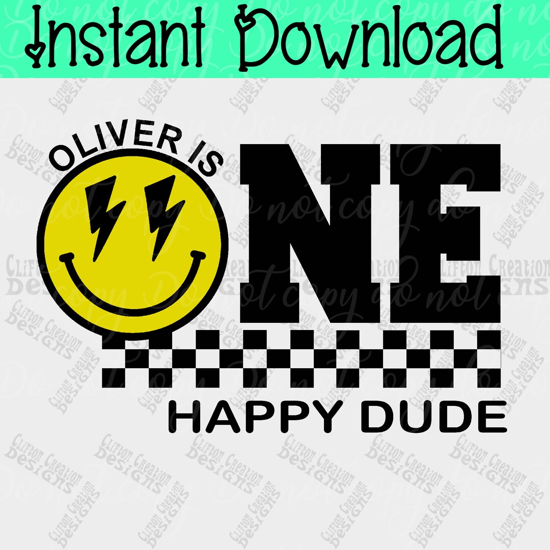 Custom One Happy Due, 1st Birday, One Happy Dude With Name, PNG - Etsy