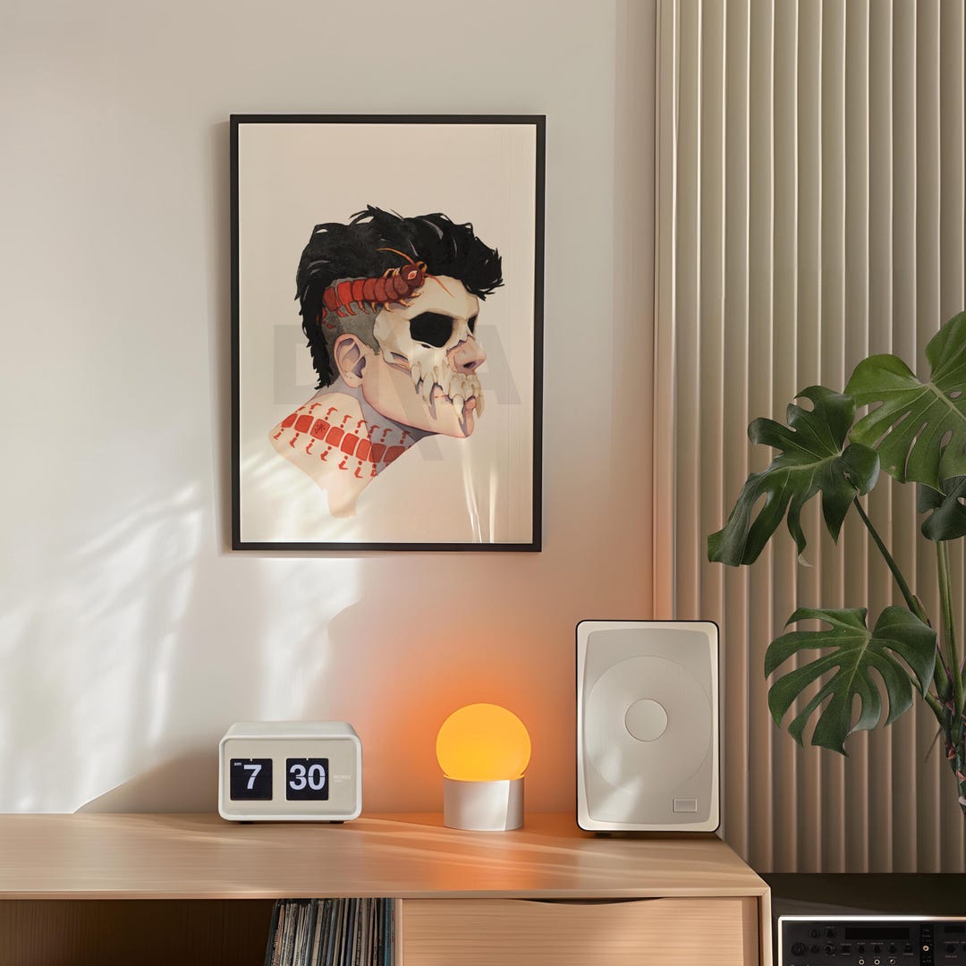 CENTIPEDE - Art Print | Watercolor Portrait | Goth Decor | Dark Moody ...