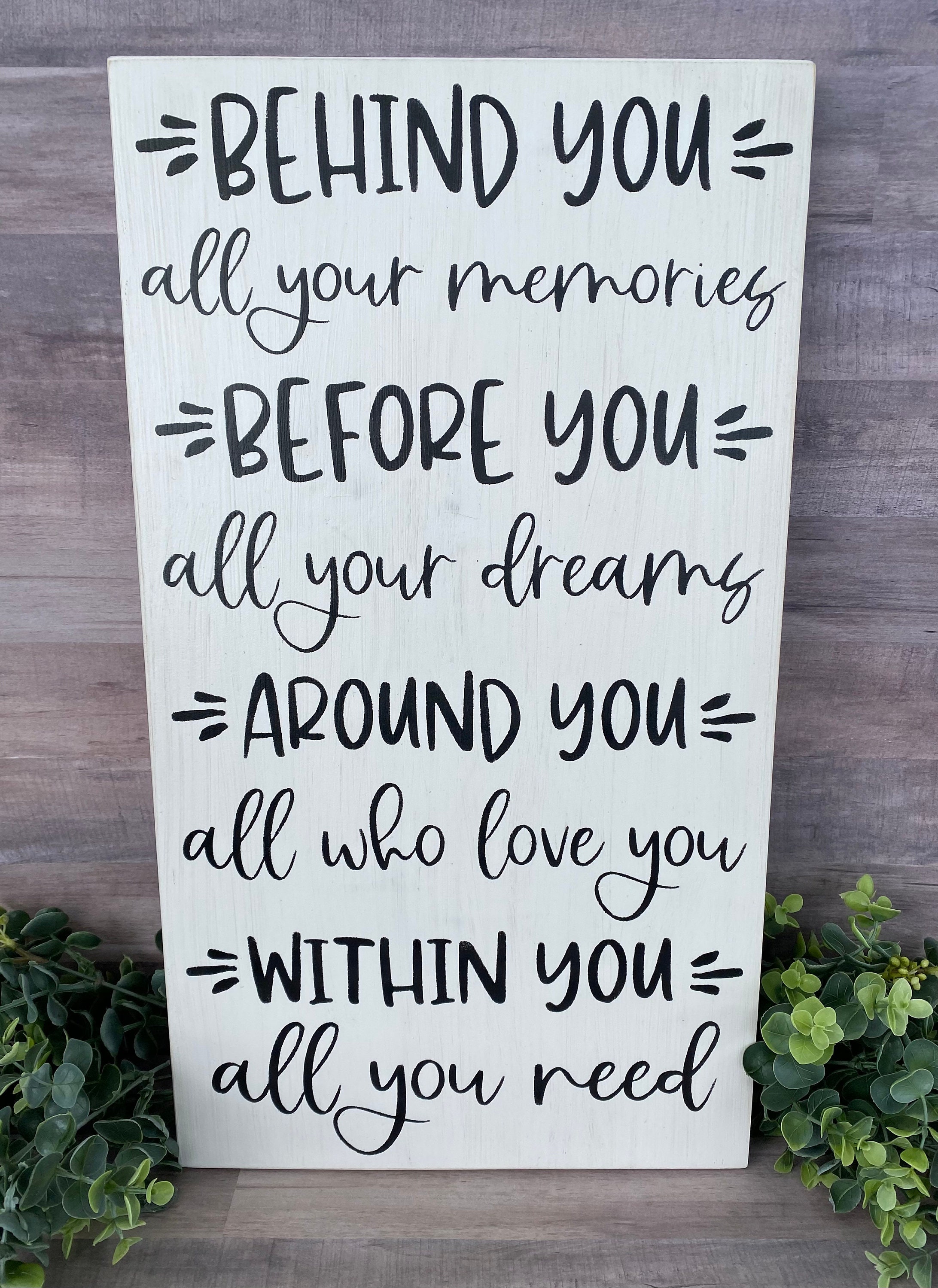 Behind You, All Your Memories, Inspirational Wall Art , Thoughtful Home Decor, Graduation Gift ...