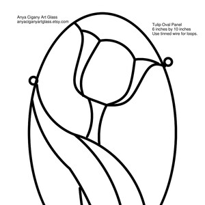 Vintage Stained Glass Pattern of a Tulip Oval Panel - Etsy