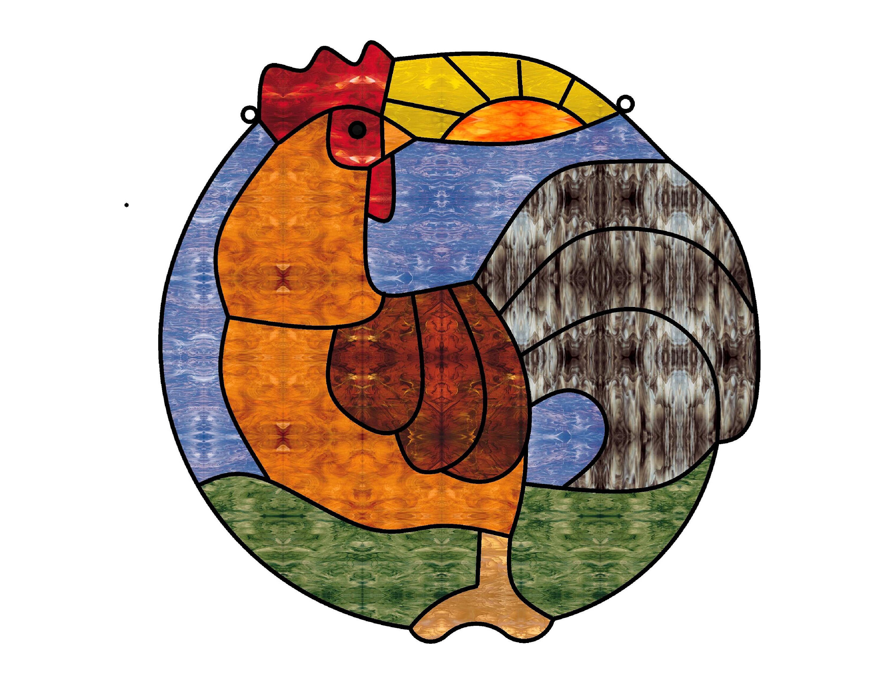 Vintage Stained Glass Pattern of a Large Rooster - Etsy