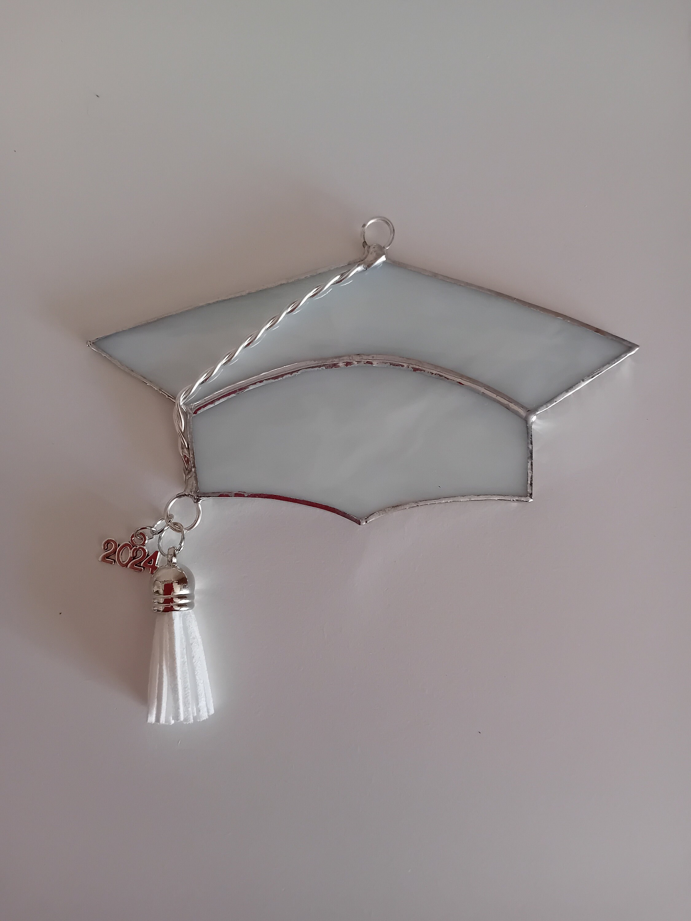 White Graduation Cap Stained Glass Suncatcher - Etsy