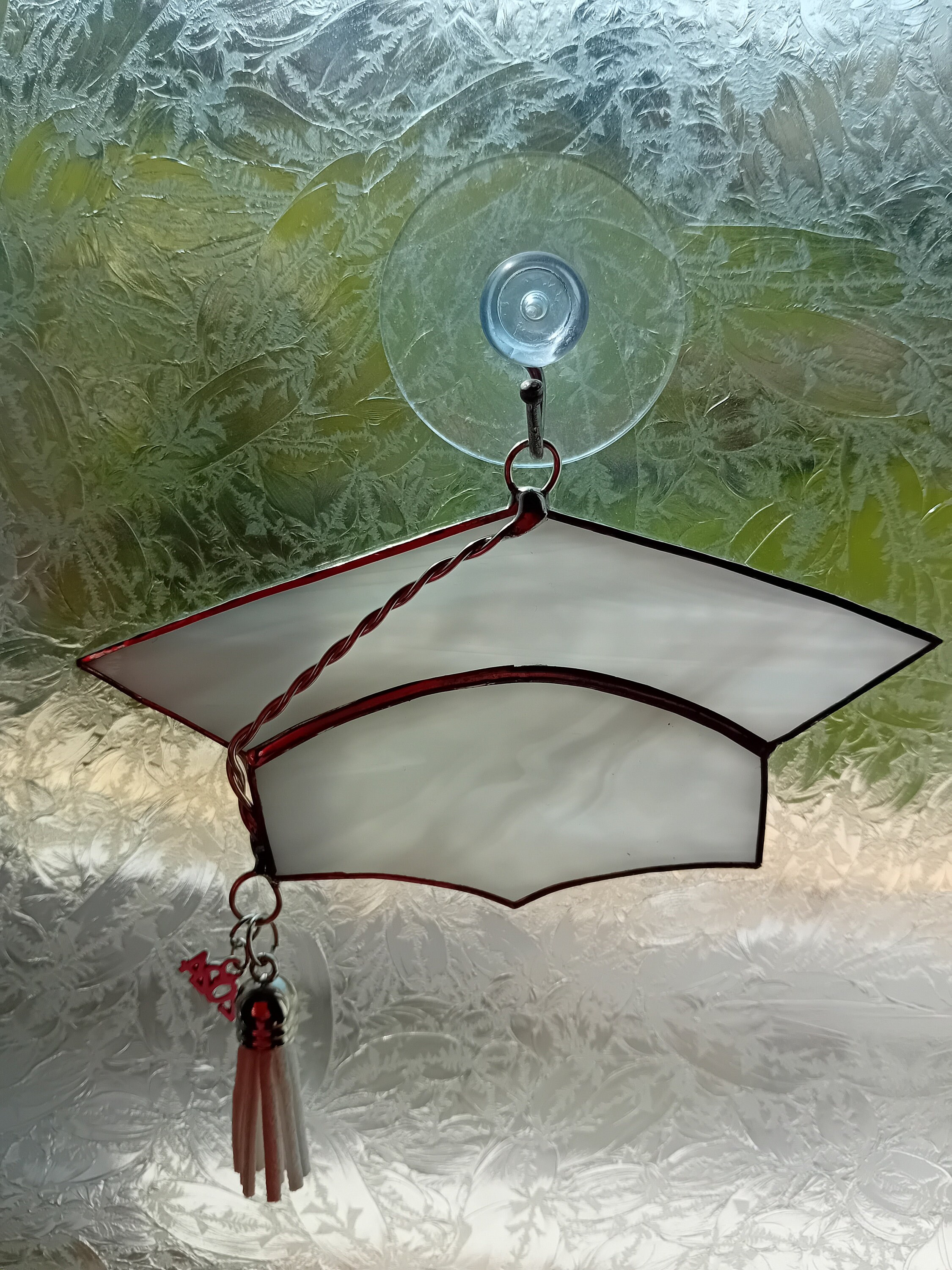White Graduation Cap Stained Glass Suncatcher - Etsy