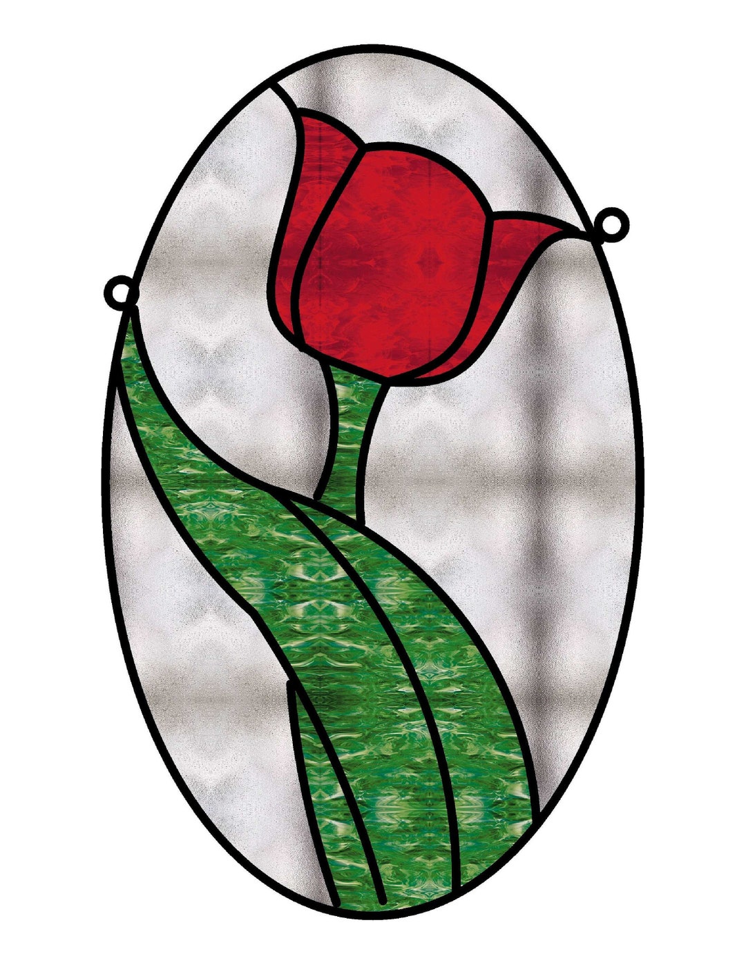 Vintage Stained Glass Pattern of a Tulip Oval Panel - Etsy