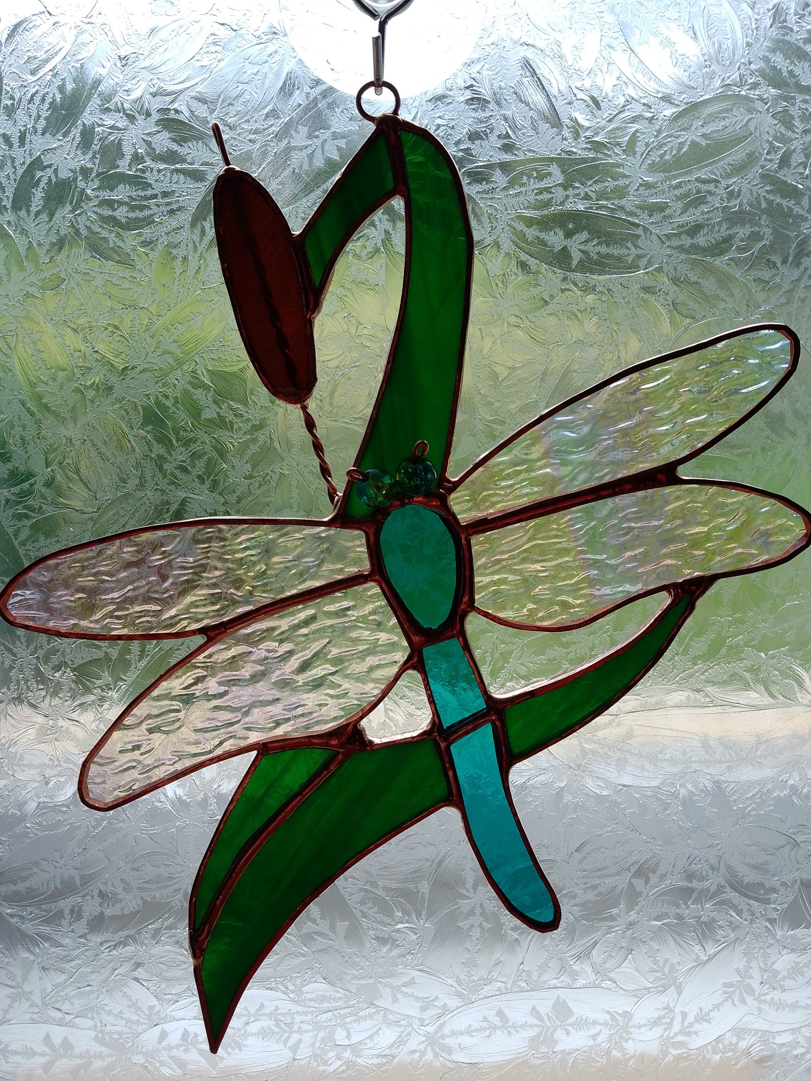 Dragonfly on a Cattail-stained Glass Window Art - Etsy