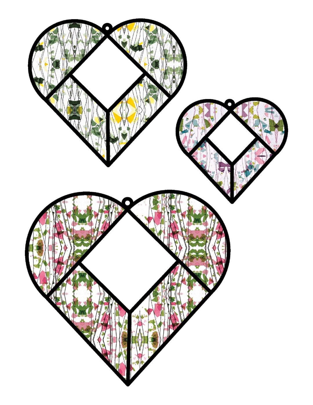 Vintage Stained Glass Patterns of Beveled Hearts - Etsy
