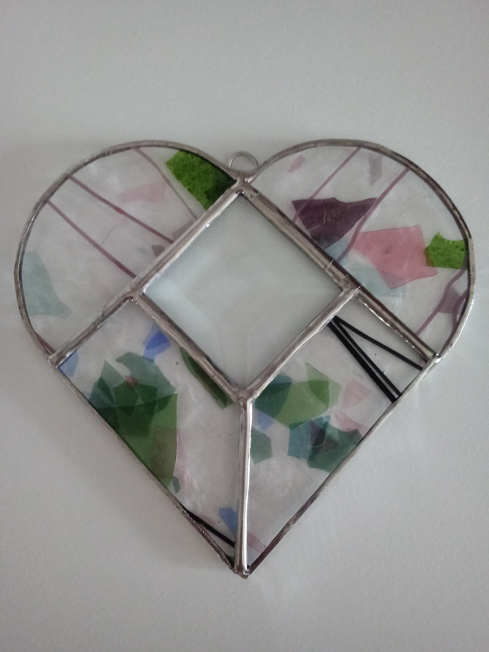 Beveled Heart Stained Glass Suncatcher With Fractures and - Etsy