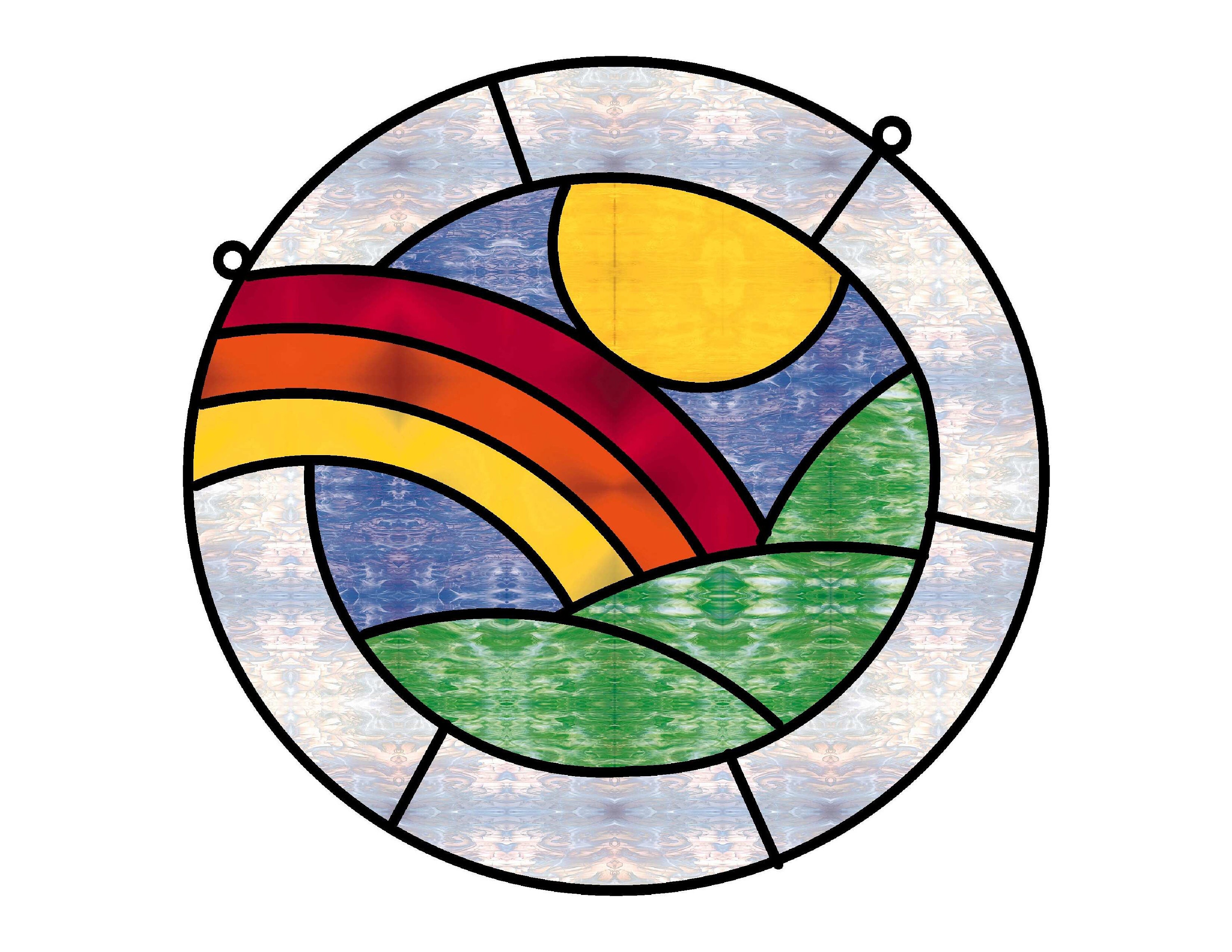 Vintage Stained Glass Pattern of Rainbow in the Clouds - Etsy