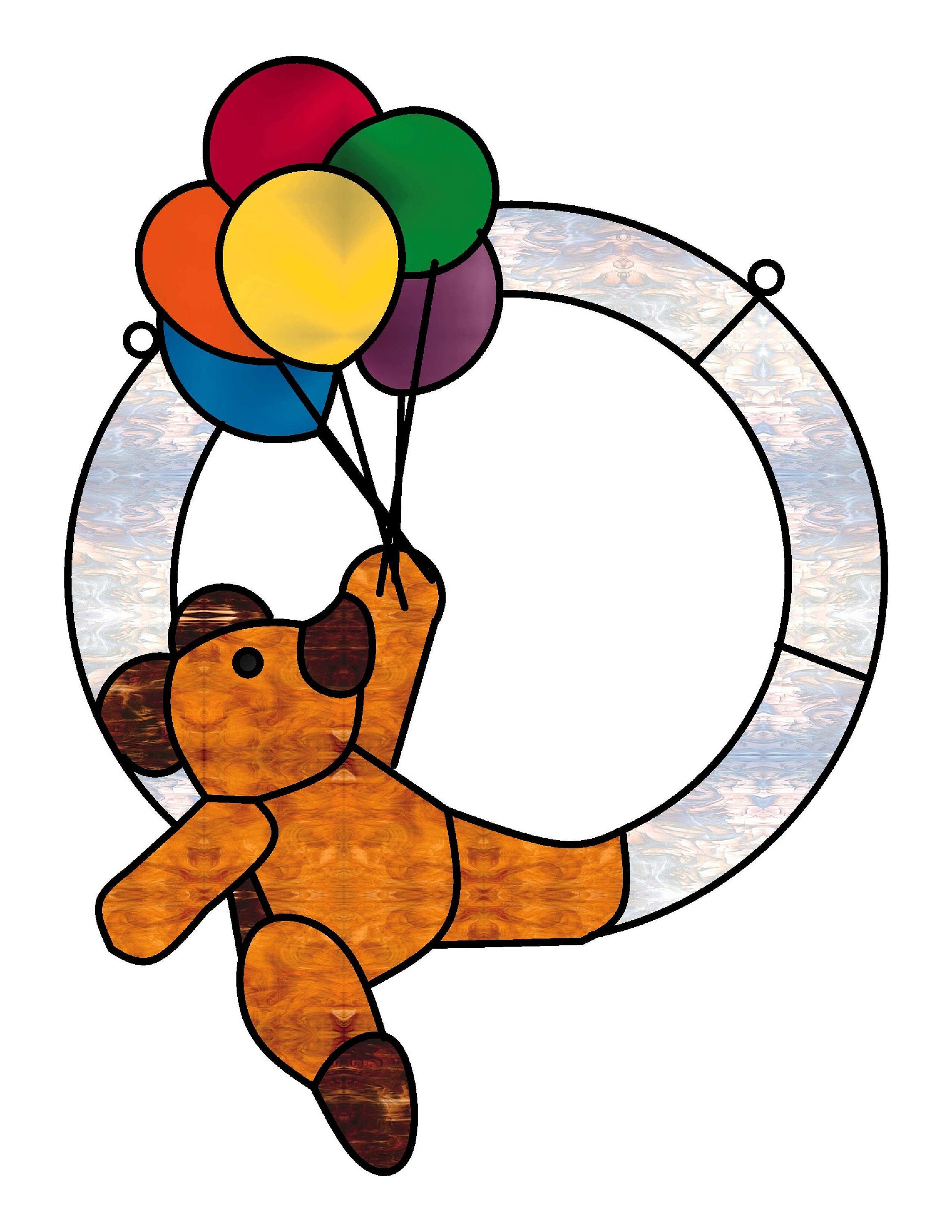 Vintage Stained Glass Pattern of Teddy Bear With Balloons - Etsy
