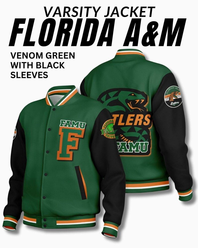 FAMU Rattlers Varsity Jacket: Venom Green Game Day Wear - Etsy