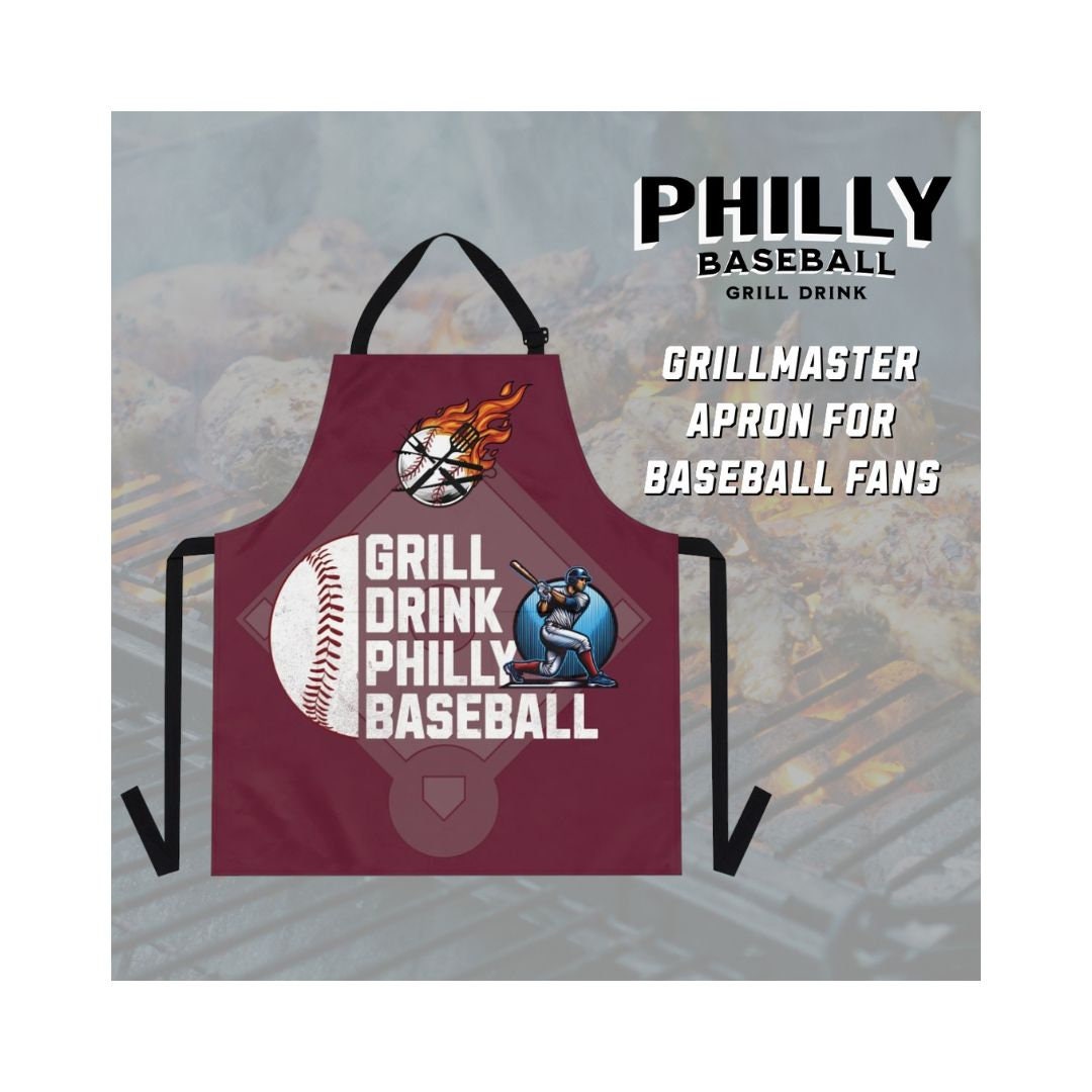 Apron Philly Baseball Fans Apron for Grillin Fans Aprons With Pockets Baseball Tailgate Grillin ...