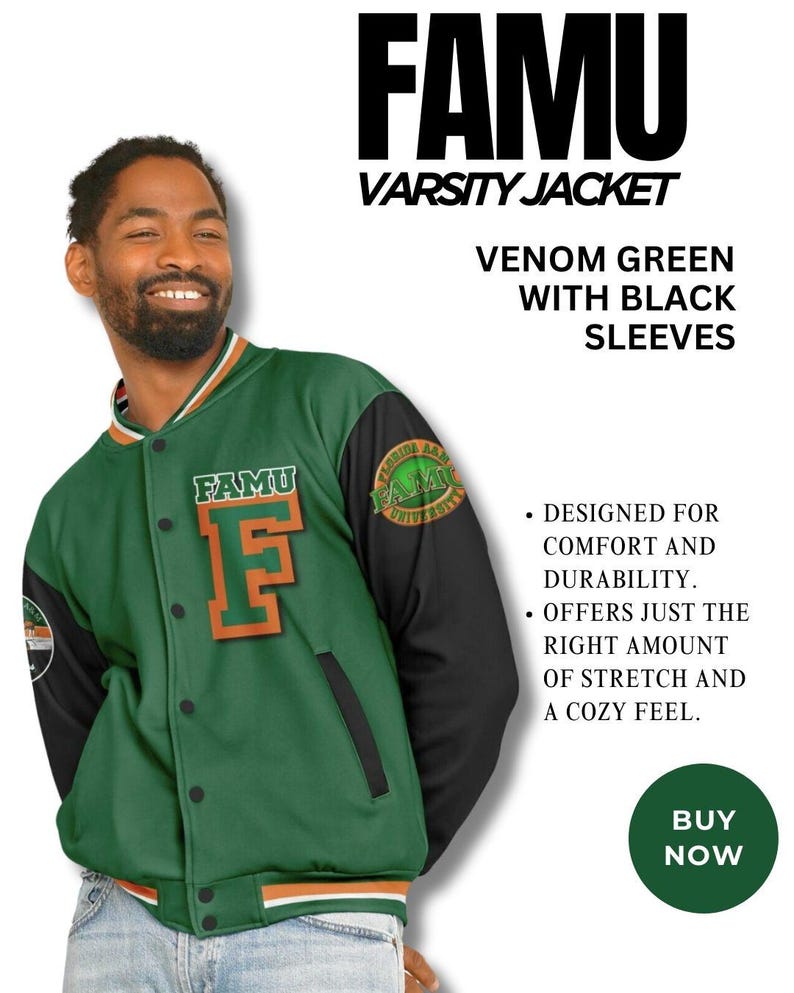 FAMU Rattlers Varsity Jacket: Venom Green Game Day Wear - Etsy