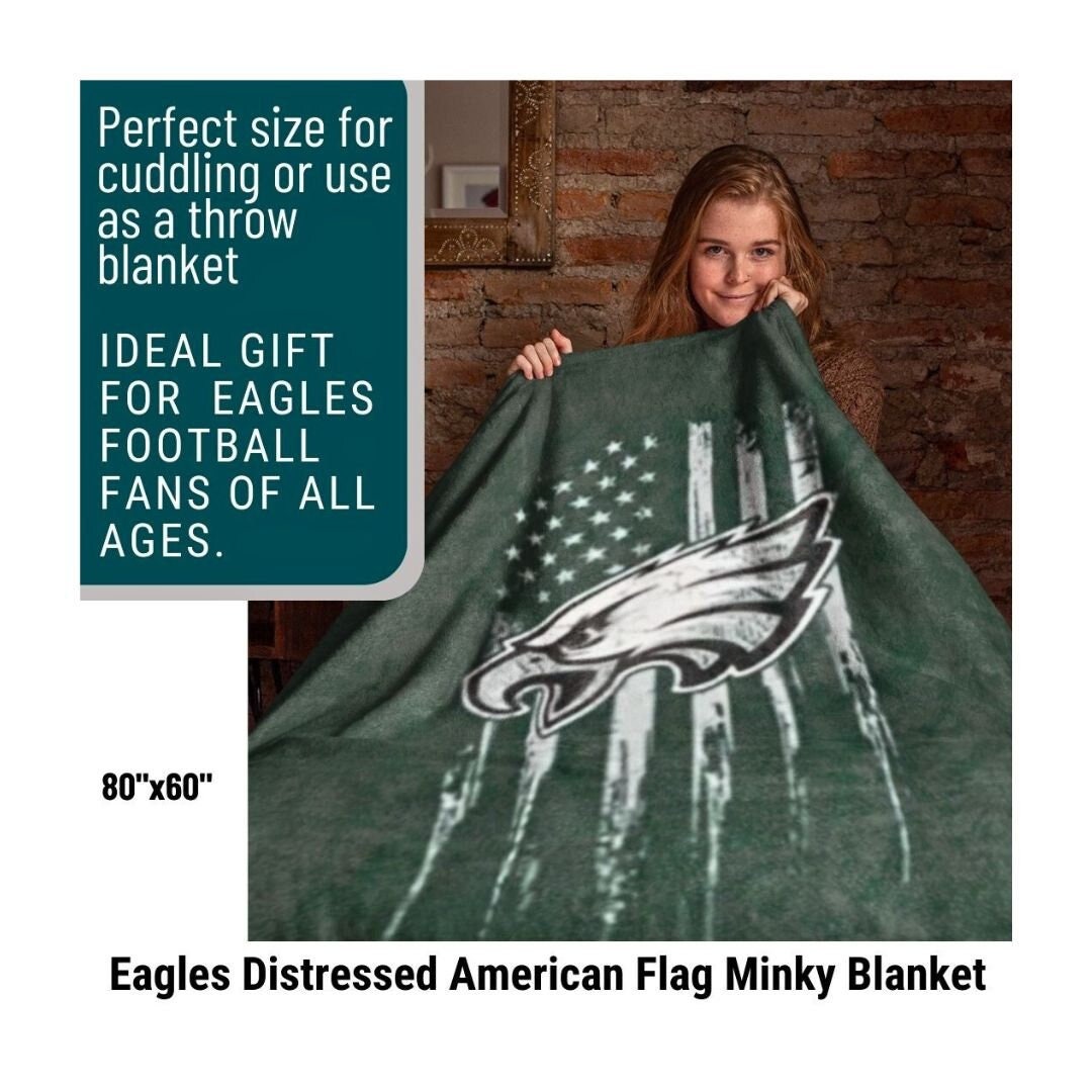 Blanket Eagles Distressed American Flag Blanket Gift Eagles Football ...