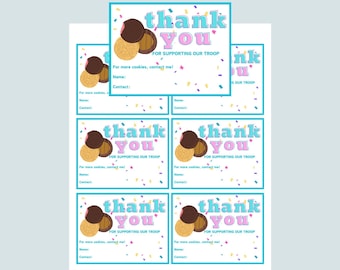 Girl Scout Cookie Thank You Card, Girl Scout Thank You Note, Girl Scout ...