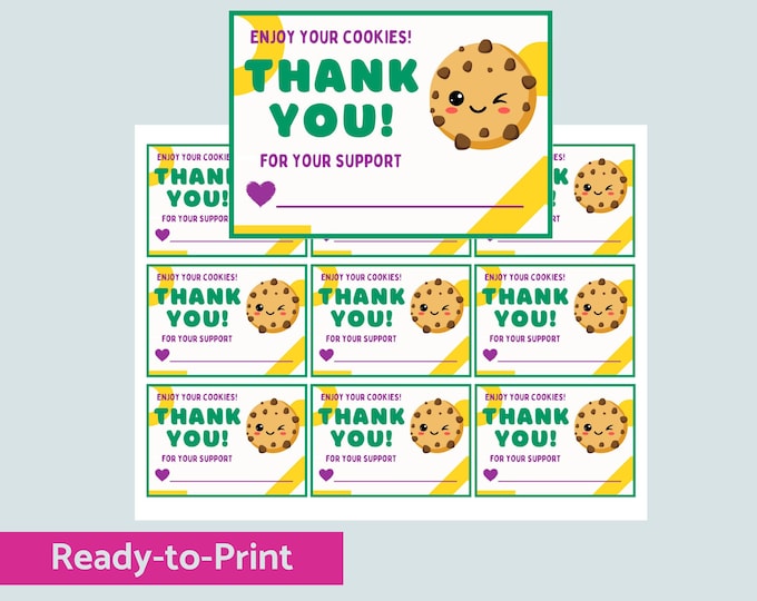 Girl Scout Cookie Thank You Card, Girl Scout Thank You Note, Girl Scout ...