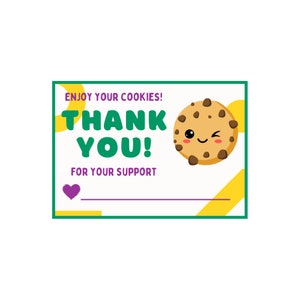 Girl Scout Cookie Thank You Card, Girl Scout Thank You Note, Girl Scout ...