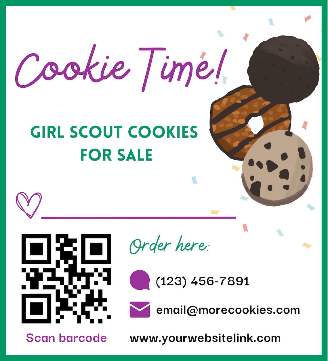 Girl Scouts Cookie Template Editable Girl Scout Cookie Cards Easy to ...
