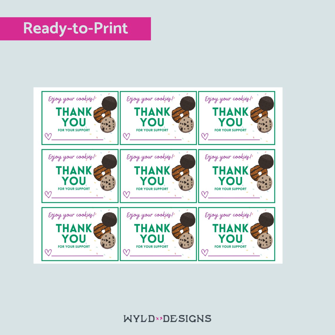 Girl Scout Cookie Thank You Card, Download and Print, Girl Scout Cookie ...