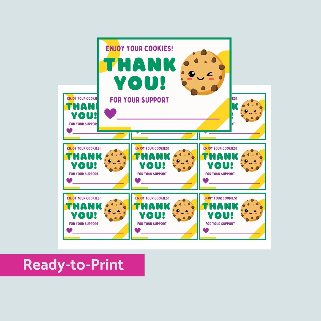 Girl Scout Cookie Thank You Card, Girl Scout Thank You Note, Girl Scout ...