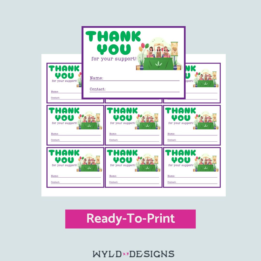 Girl Scout Thank You Card, Girl Scout Business Card, Scout Card for ...