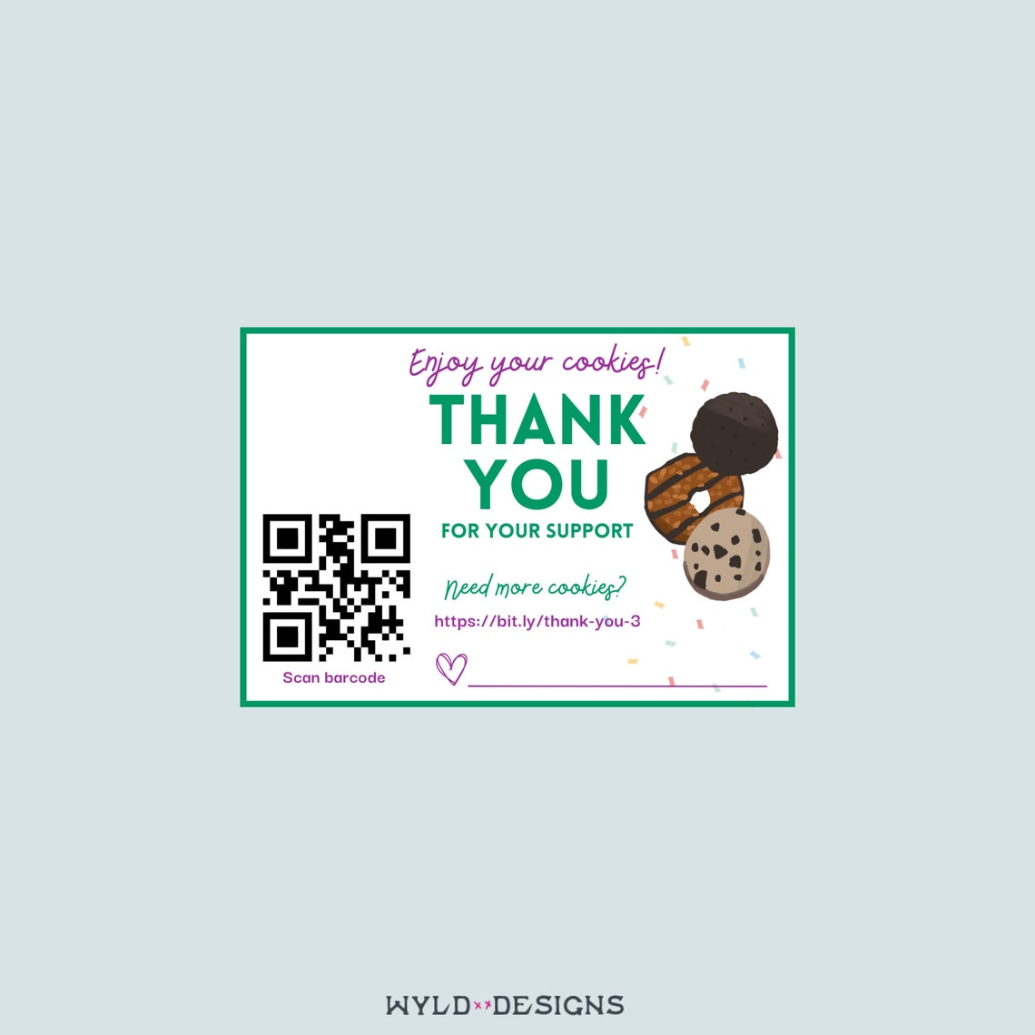 Girl Scout Cookie Thank You Card, Custom Girl Scout Card, Girl Scout ...