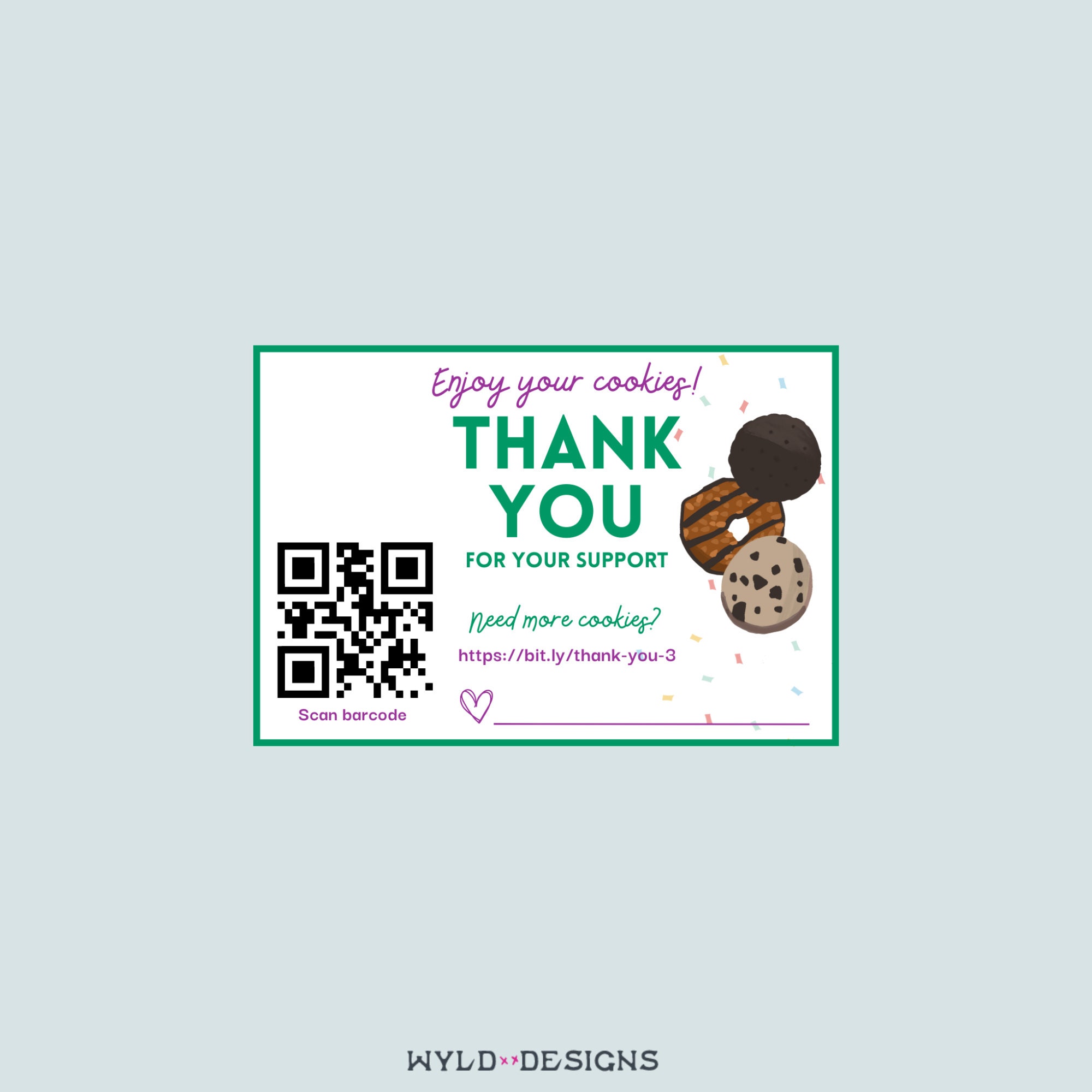Girl Scout Cookie Thank You Card, Custom Girl Scout Card, Girl Scout ...
