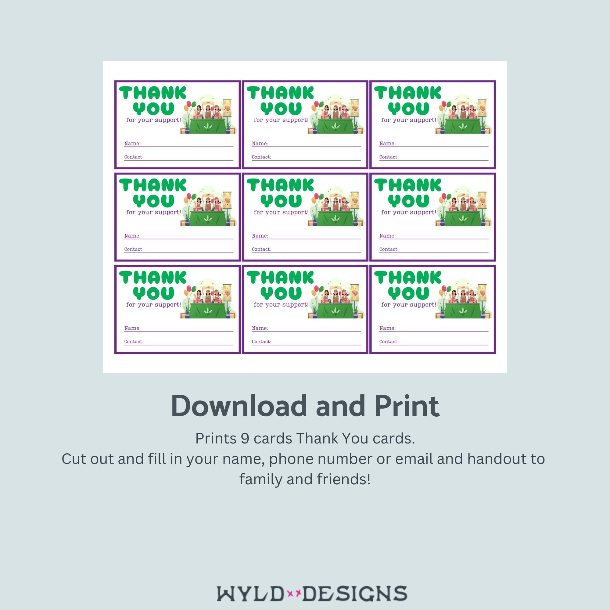 Girl Scout Thank You Card, Girl Scout Business Card, Scout Card for ...
