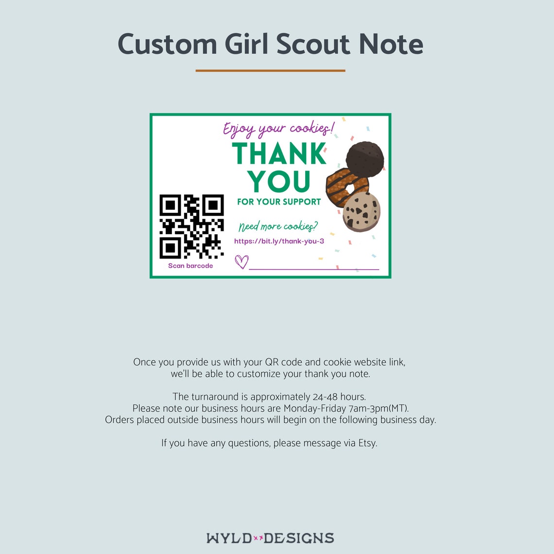 Girl Scout Cookie Thank You Card, Custom Girl Scout Card, Girl Scout ...