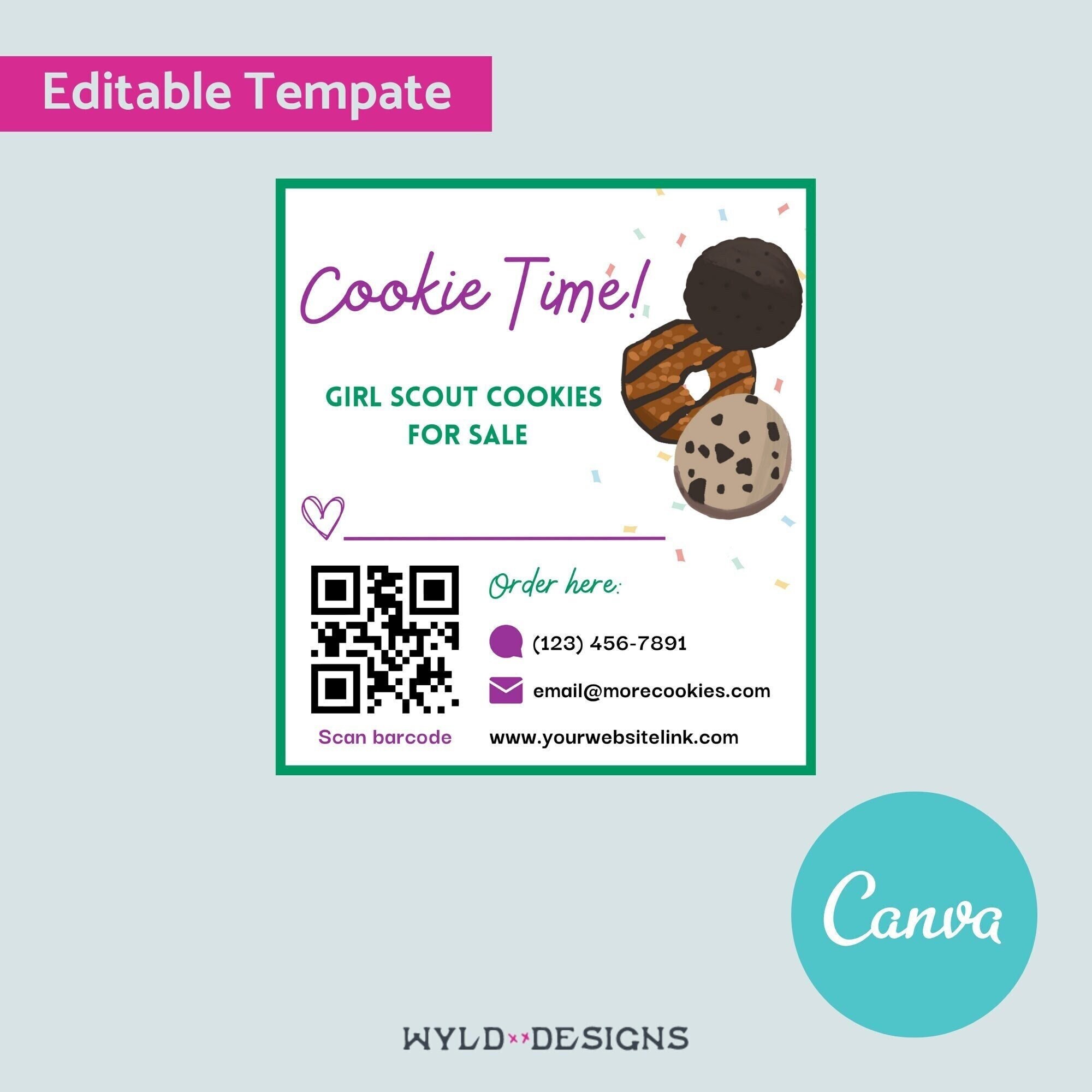 Girl Scouts Cookie Template Editable Girl Scout Cookie Cards Easy to ...