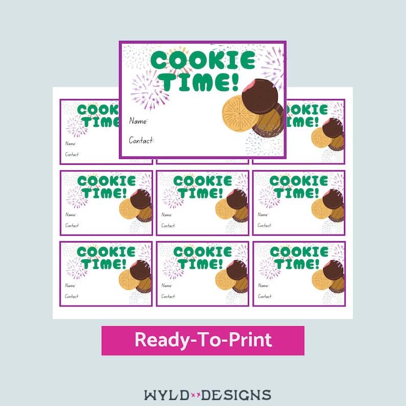 Girl Scout Cookie Cookie Time Card, Ready to Print, Girl Scout Cookie ...