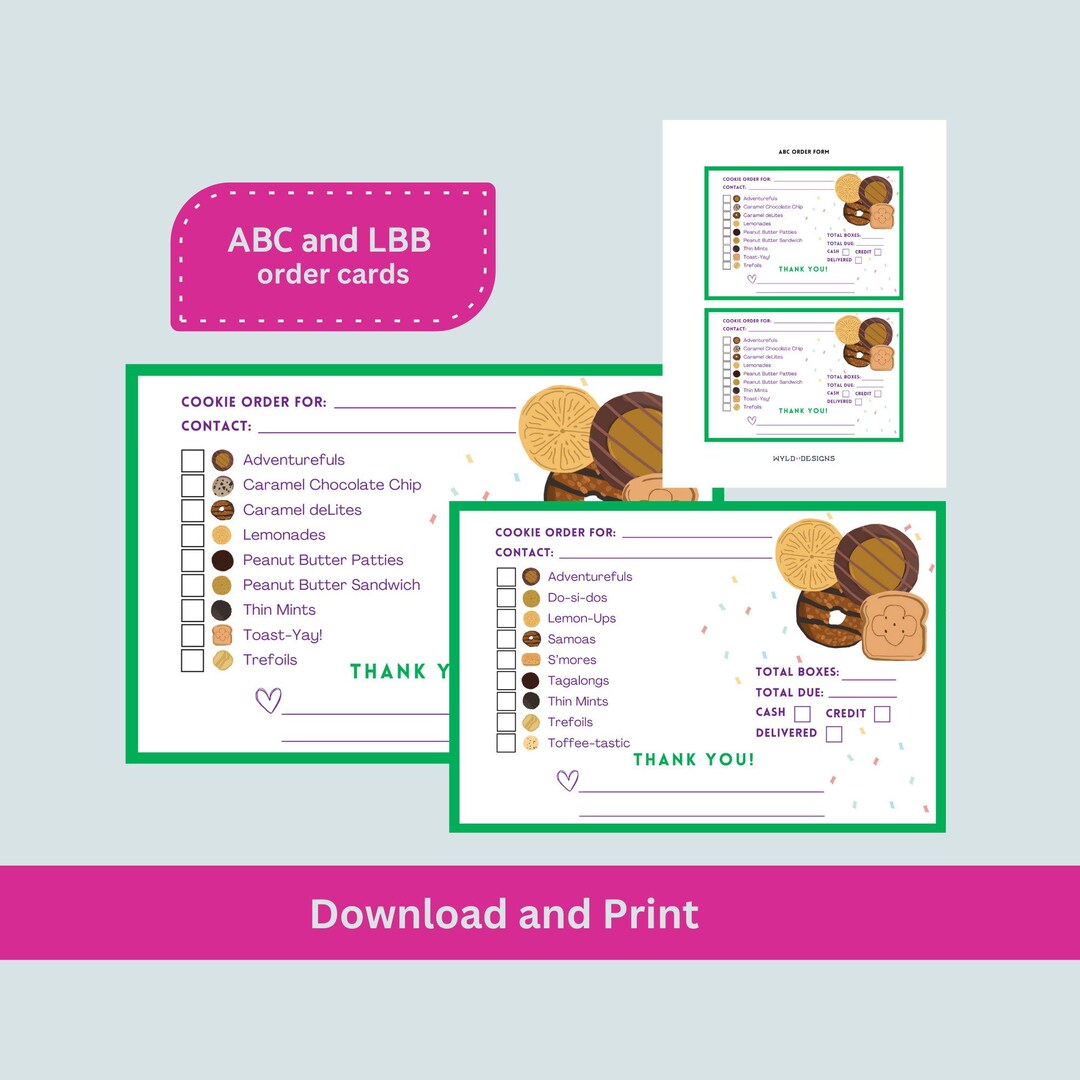 Girl Scout Order Form 2025, LBB Cookie Order Form, ABC Order Form, Girl ...