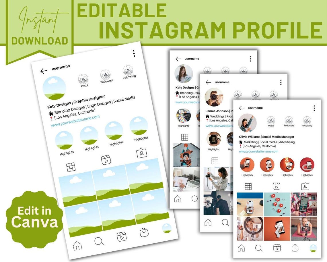 Editable Instagram Profile Template | Social Media Branding | Instagram ...