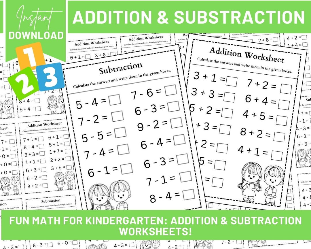 Addition and Subtraction for Kids | Math for Kindergarten | Printable ...