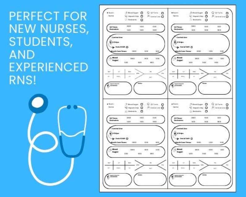 Digital RN Report Sheet Template Editable Nurse Handoff Sheet Printable ...