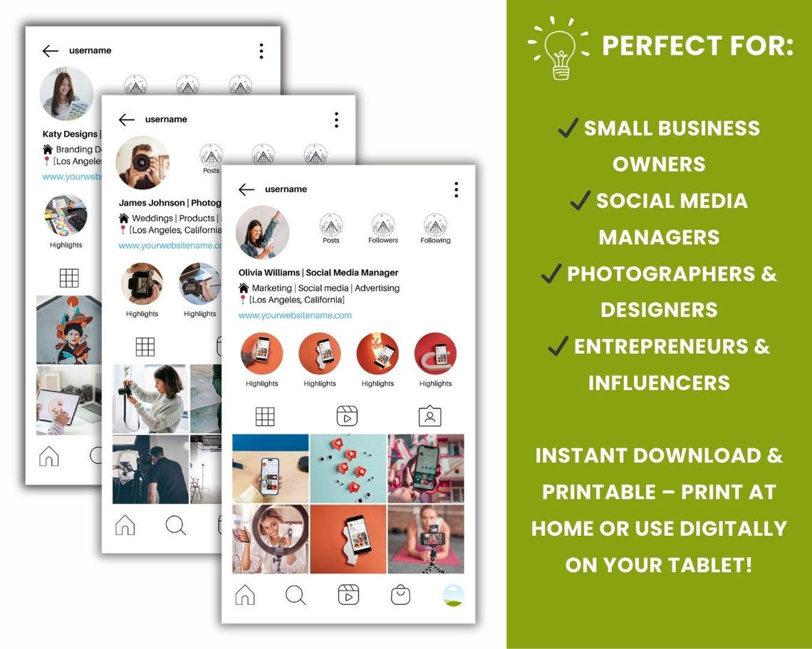 Editable Instagram Profile Template | Social Media Branding | Instagram ...
