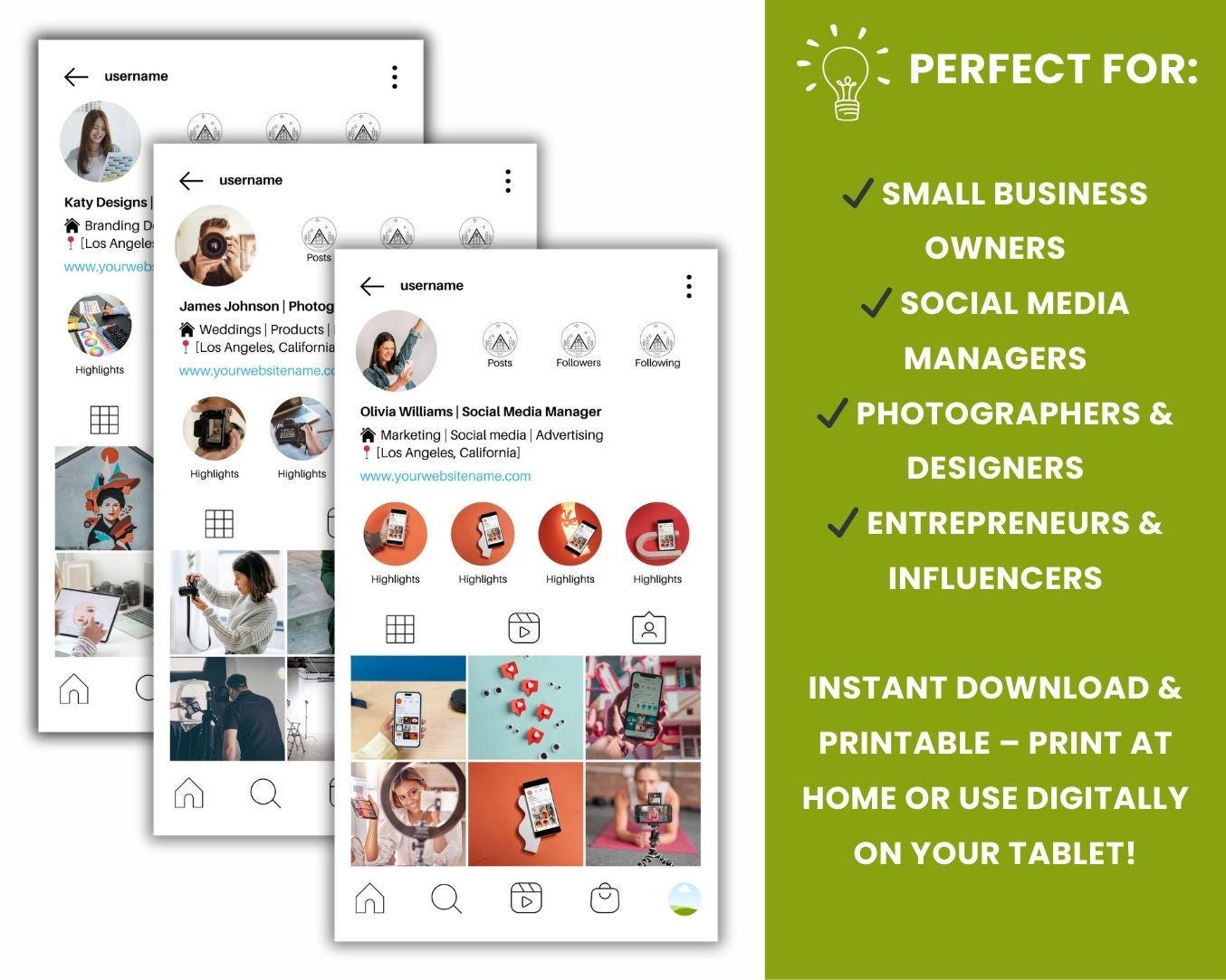 Editable Instagram Profile Template | Social Media Branding | Instagram ...