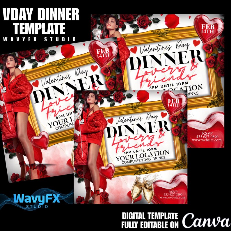 Valentines Day Dinner Template - Etsy UK