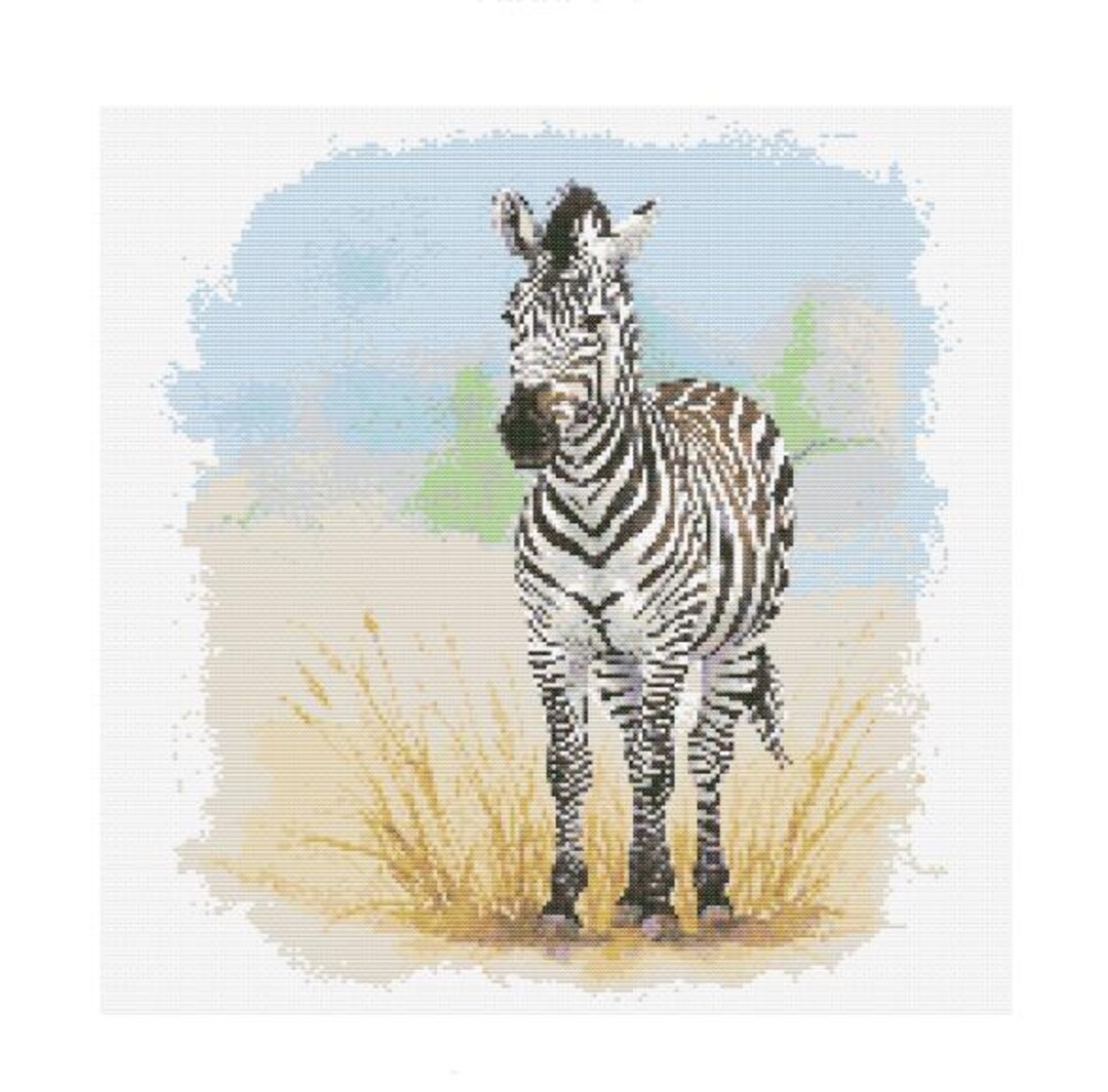 Zebra Watercolor Cross Stitch Pattern - Design Size: 200 X 200 Stitches ...