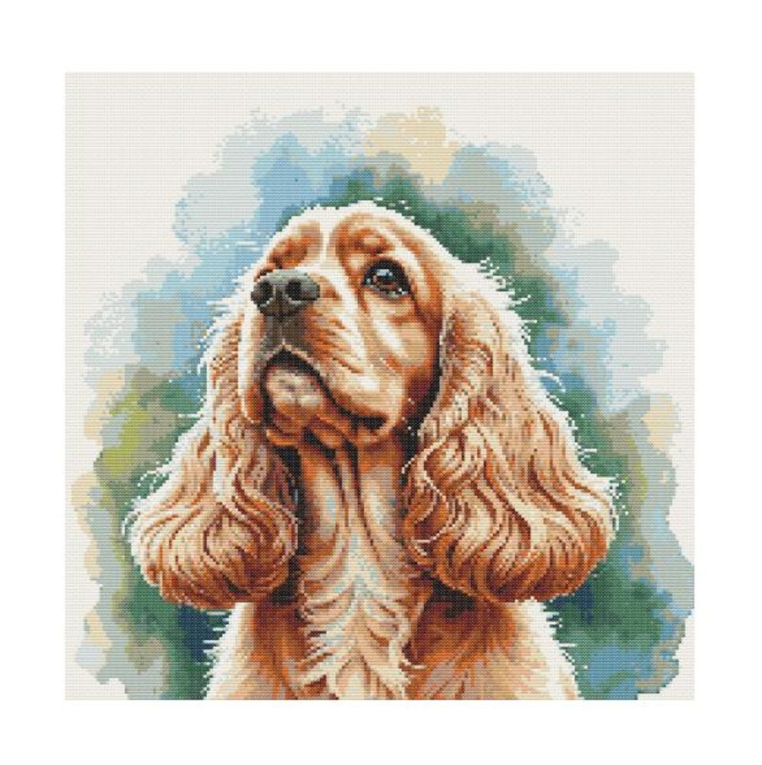 Cocker Spaniel Watercolor Cross Stitch Pattern Design Size: 200 X 200 ...