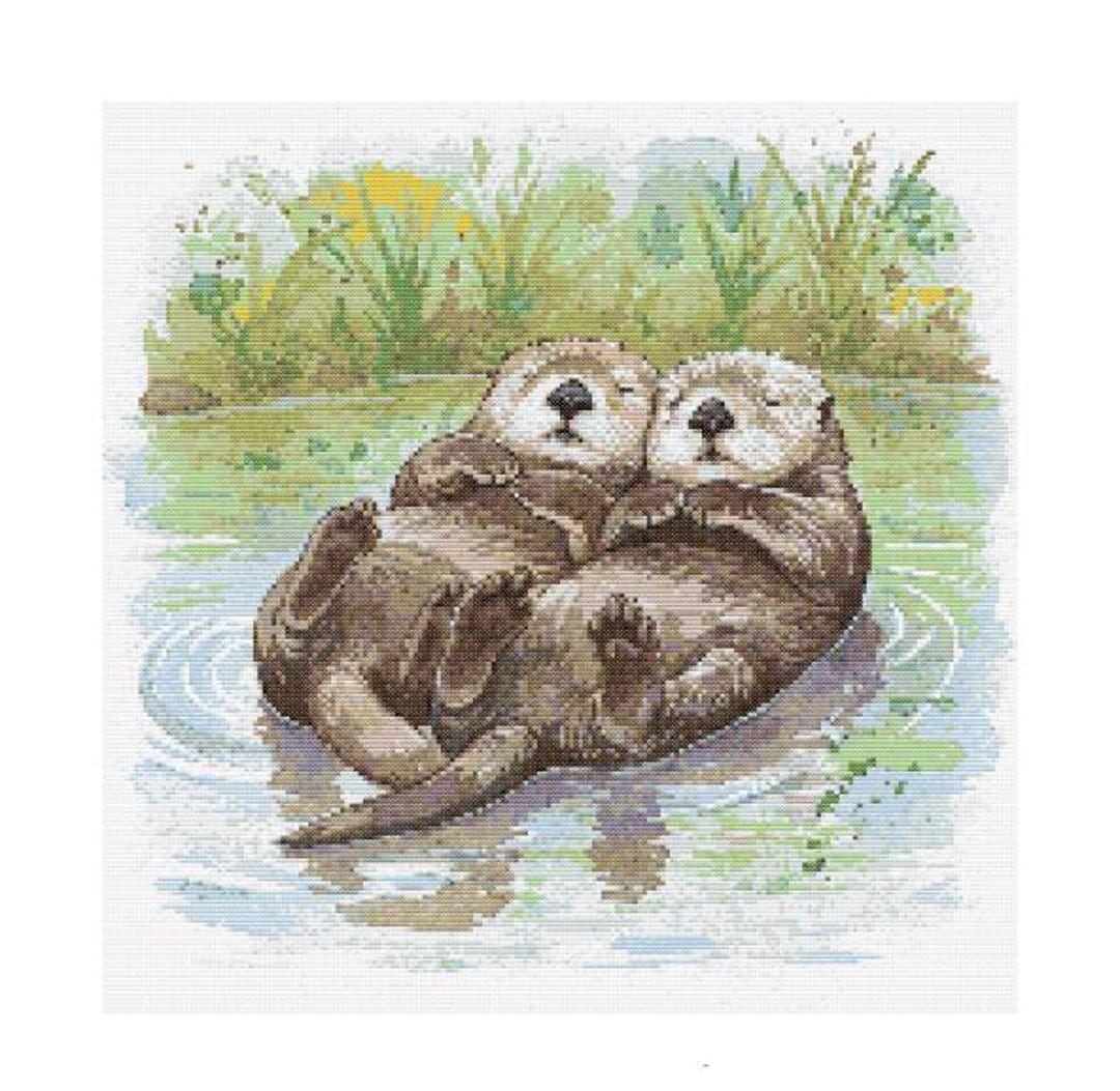 Otter Watercolor Cross Stitch Pattern - Design Size: 200 X 200 Stitches ...