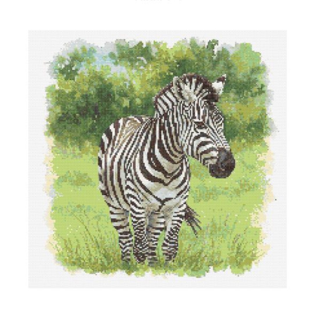 Zebra Watercolor Cross Stitch Pattern - Design Size: 200 X 200 Stitches ...