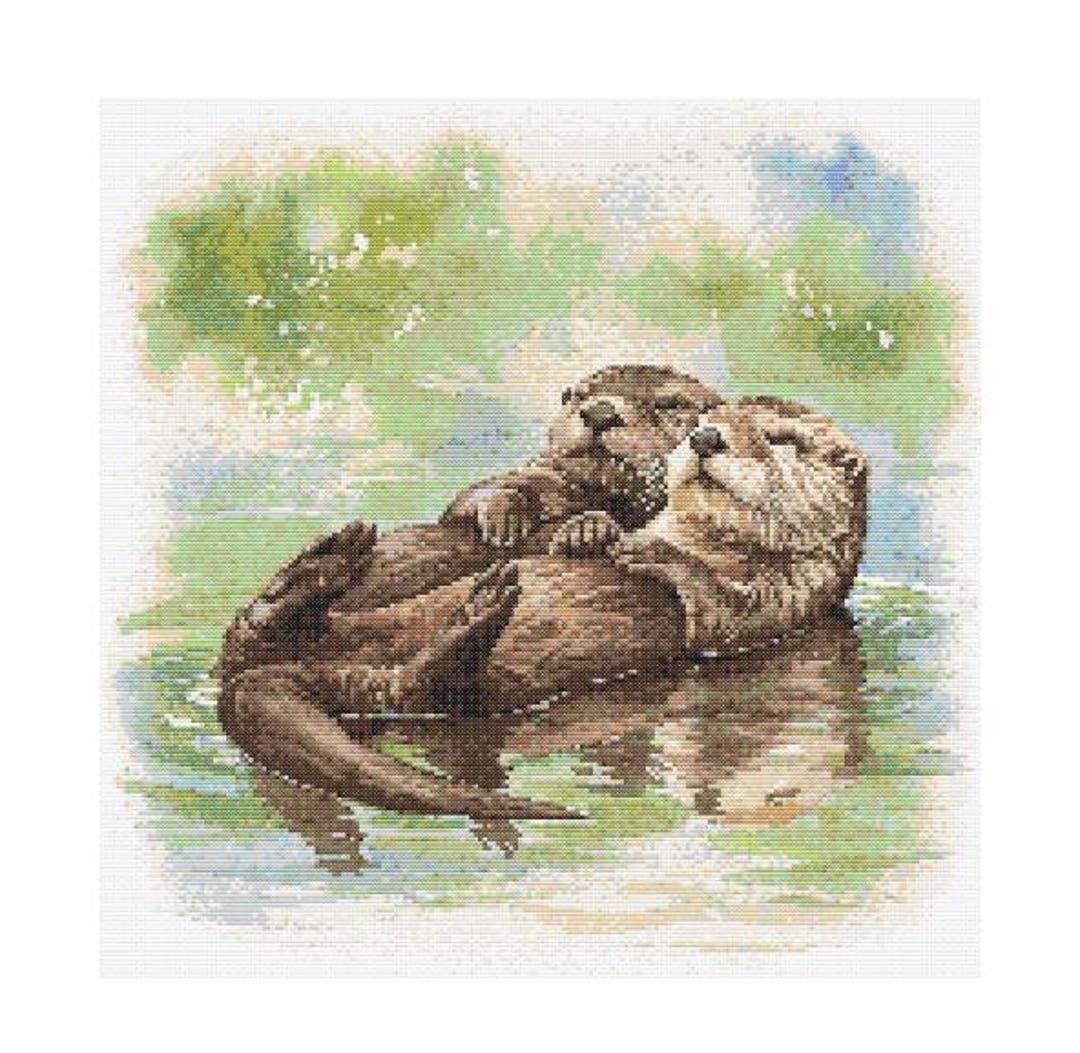 Otter Watercolor Cross Stitch Pattern - Design Size: 200 X 200 Stitches ...