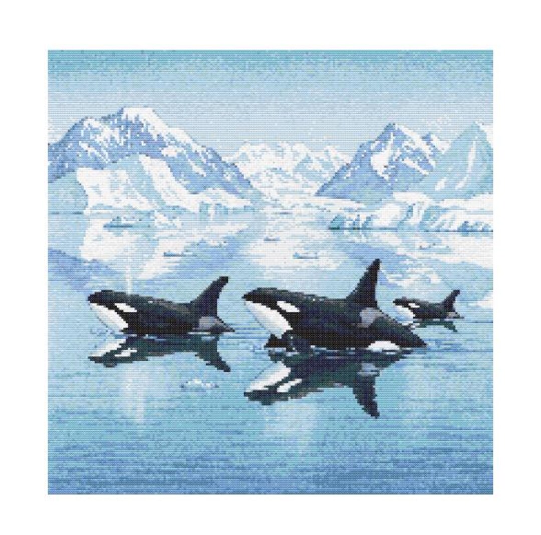 Orca Family Watercolor Cross Stitch Pattern - Design Size: 200 X 200 ...