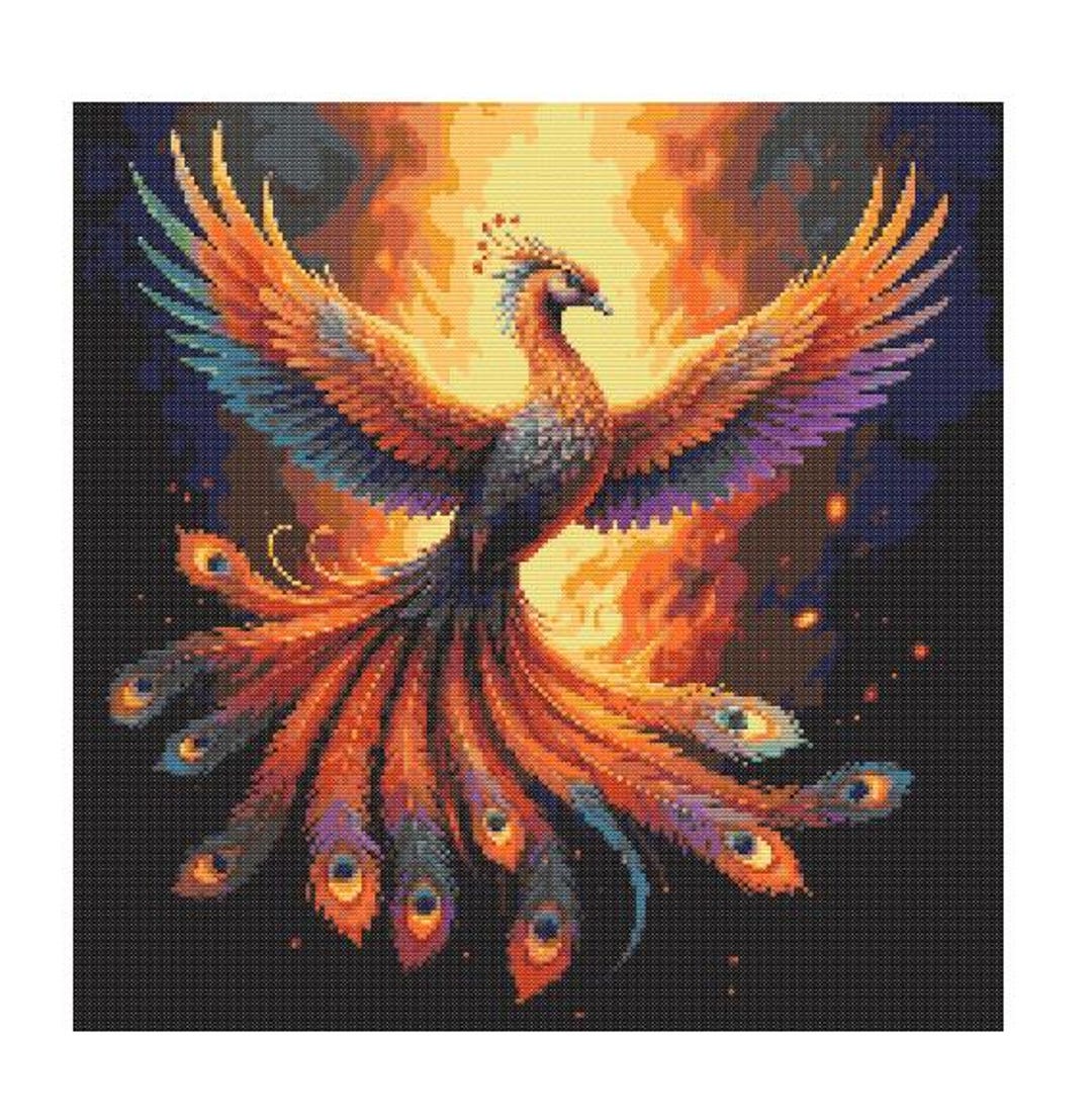 Phoenix Rising Watercolor Cross Stitch Pattern - Design Size 200 X 200 ...