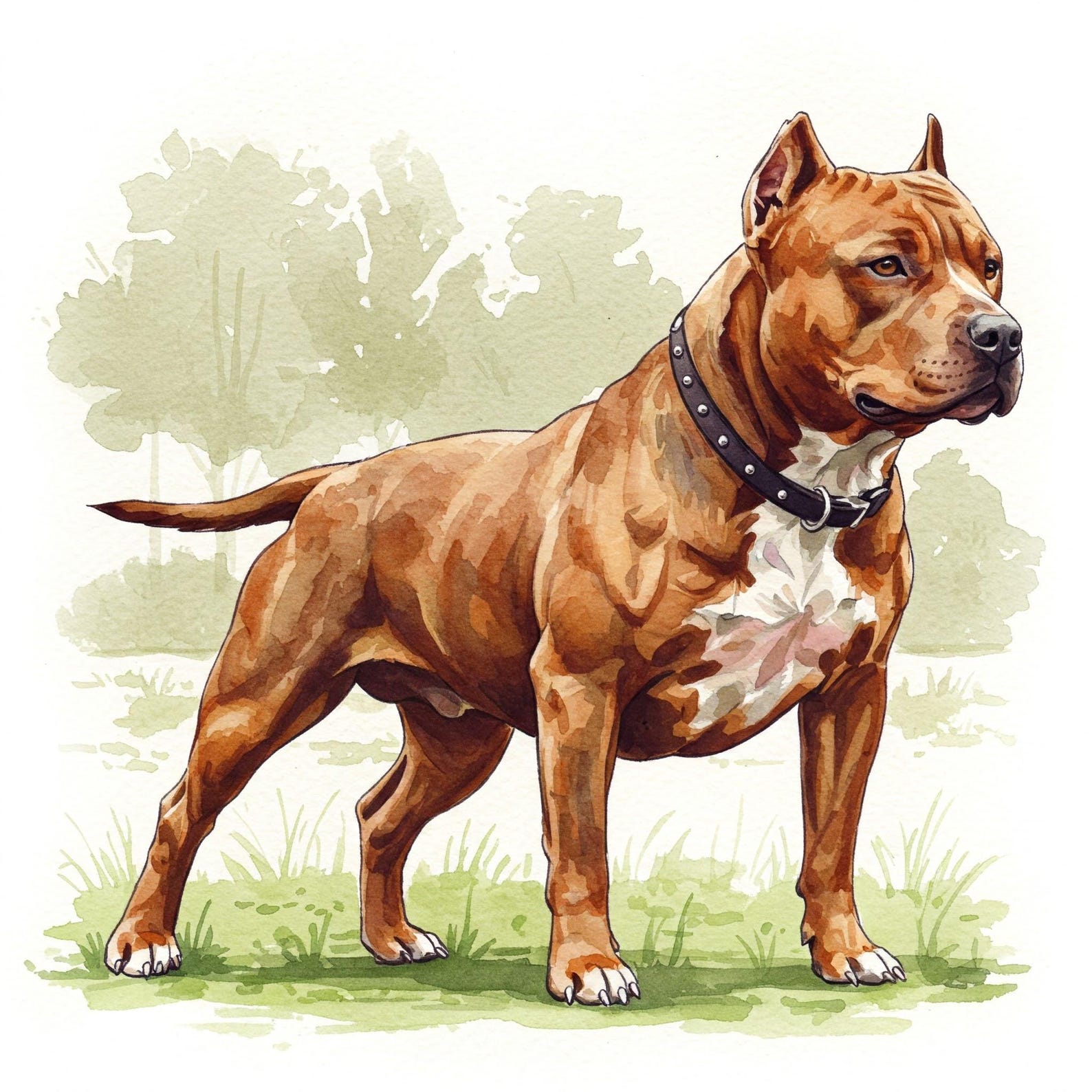 Pit Bull Watercolor Cross Stitch Pattern - Design Size: 200 X 200 ...